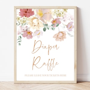 Diaper Raffle Sign Baby in Bloom Baby Shower, Spring Flowers Baby ...
