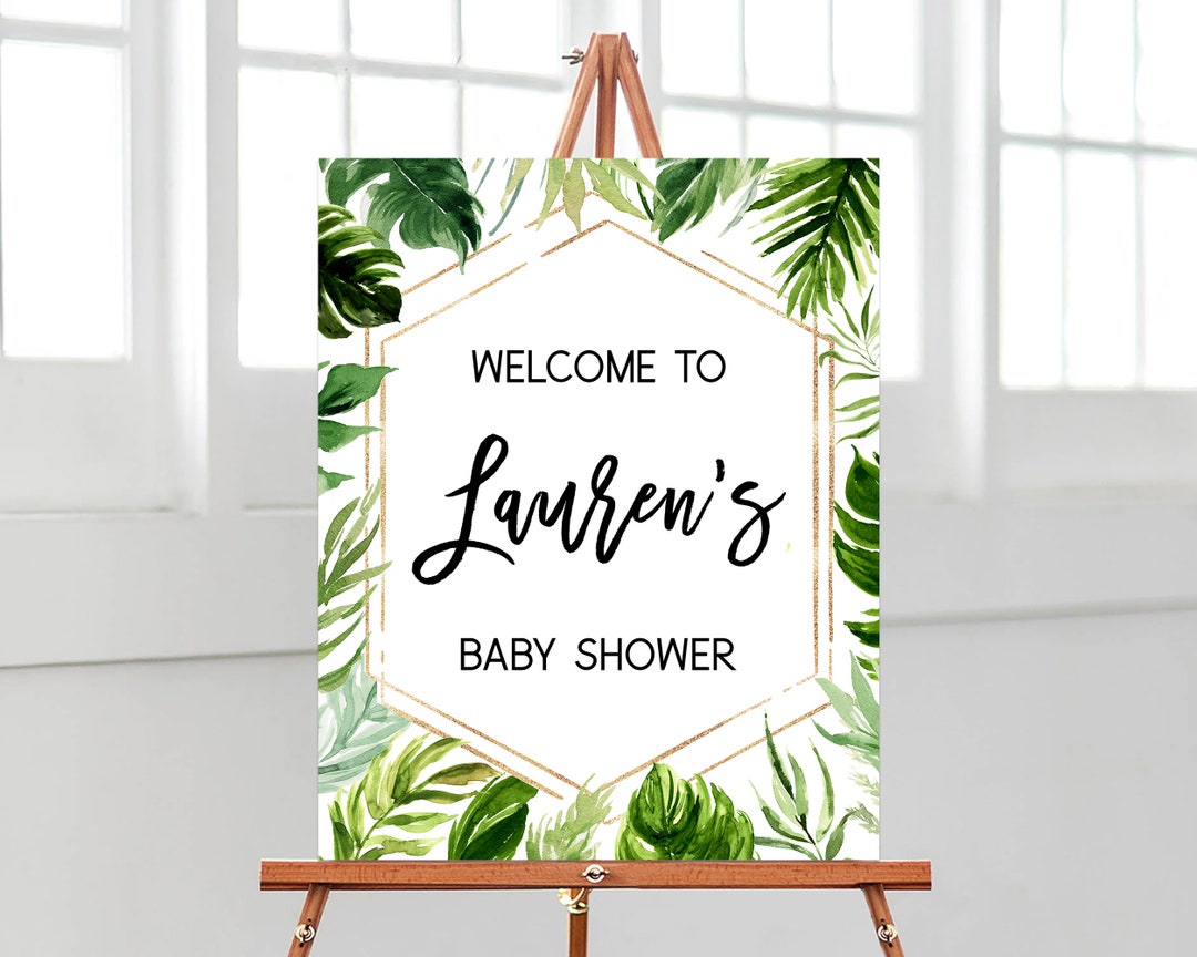 Editable Tropical Baby Shower Welcome Sign, Oh Baby Tropical Baby ...