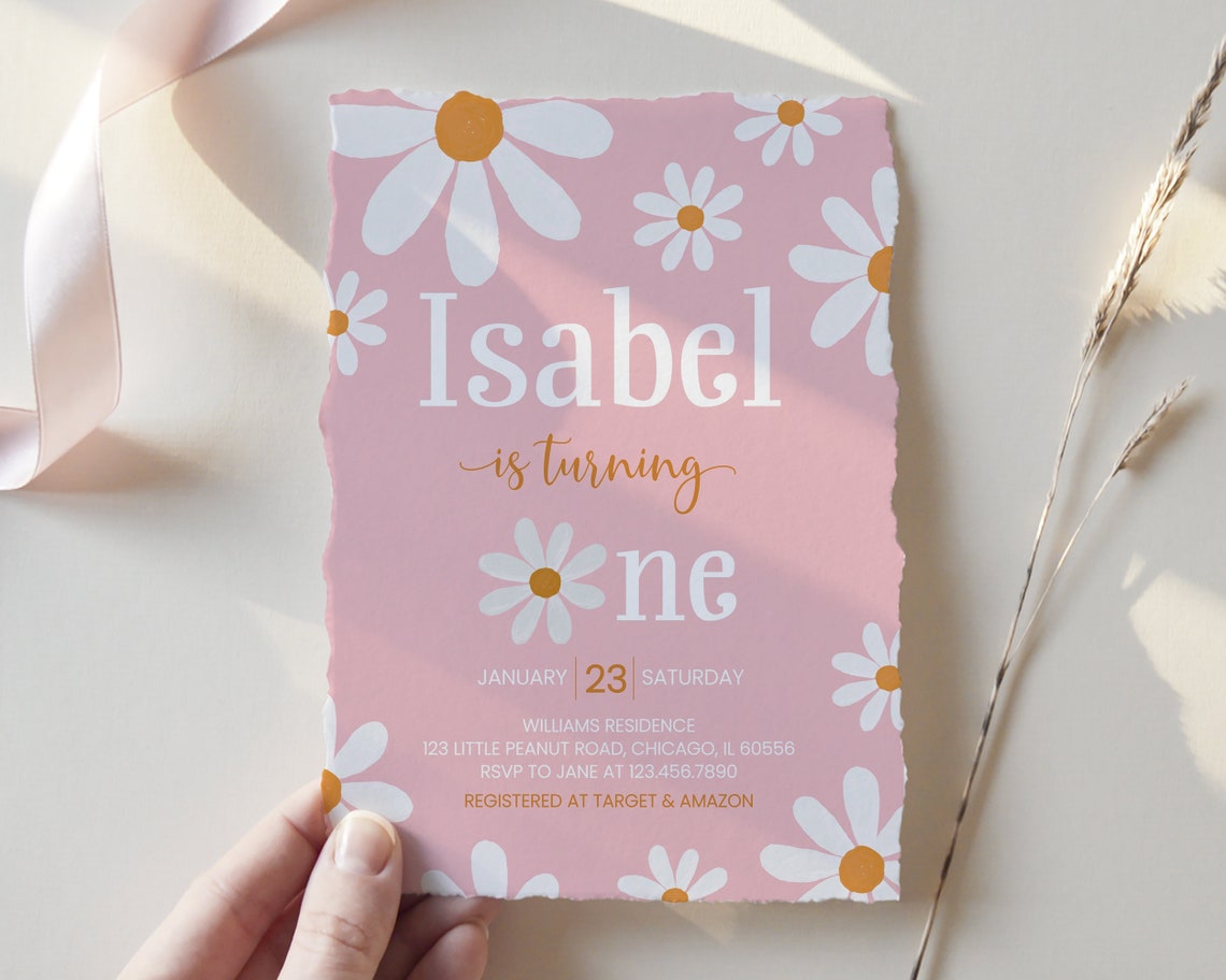 Editable Daisy First Birthday Invitation, Bohemian Daisy Birthday ...