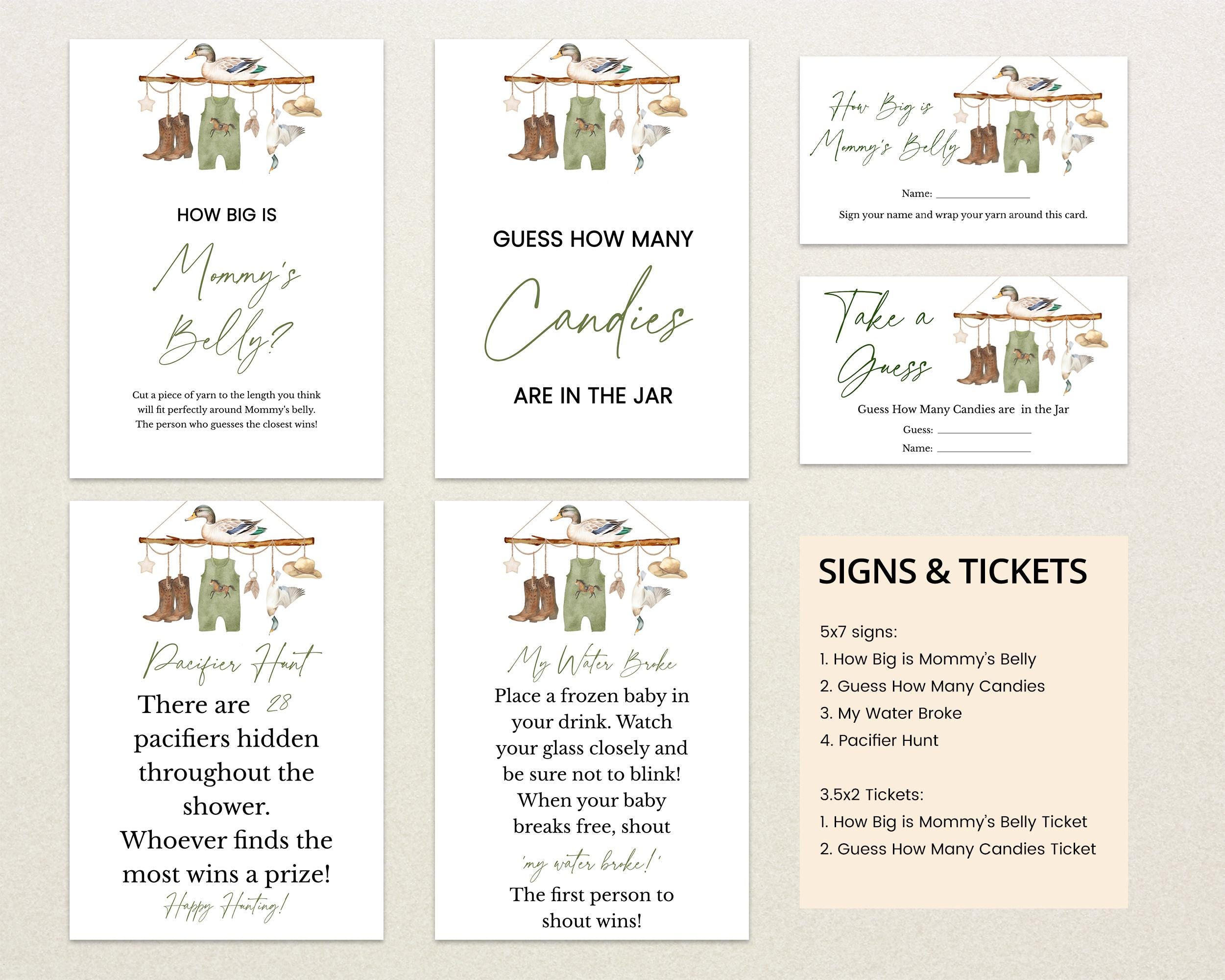 Editable A Little Hunter on the Way Baby Shower Game Bundle, Mallard ...