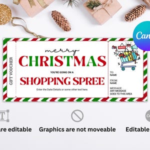 Editable Christmas Shopping Spree Gift Voucher, Surprise Shopping ...
