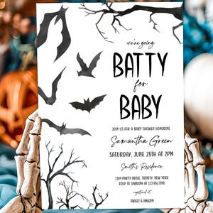 Editable We're Going Batty for Baby Shower Invitation, Gender Neutral ...