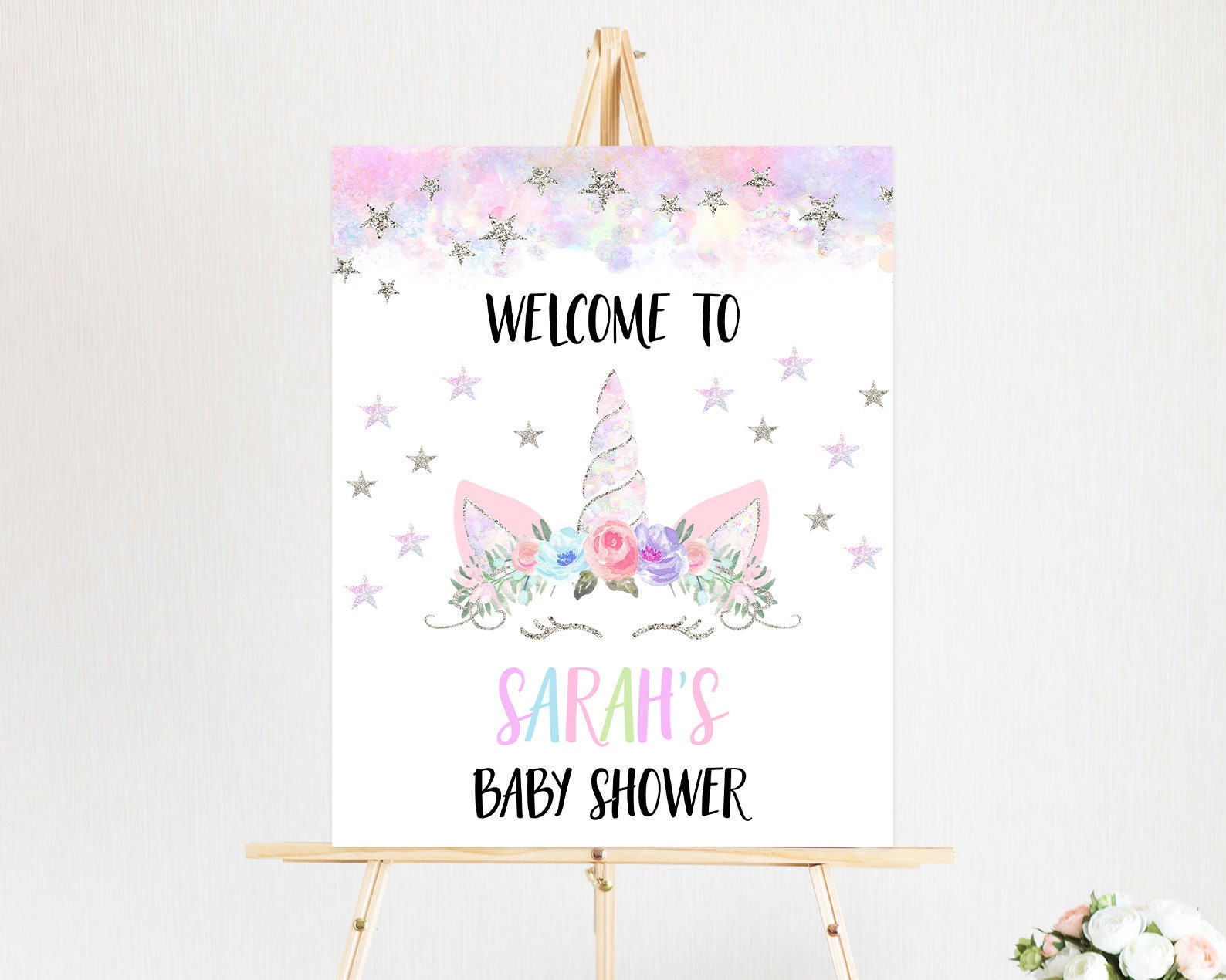 Editable Unicorn Baby Shower Welcome Sign Unicorn Baby Shower - Etsy