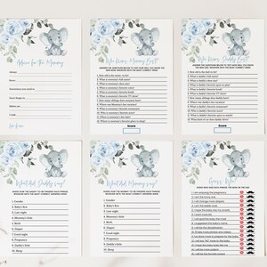 Editable Elephant Baby Shower Game Bundle Blue Floral - Etsy