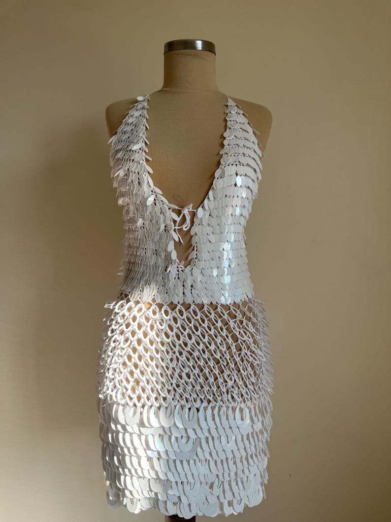Handmade Sequin Crochet Mini Dress – Halter Festival Outfit - Etsy