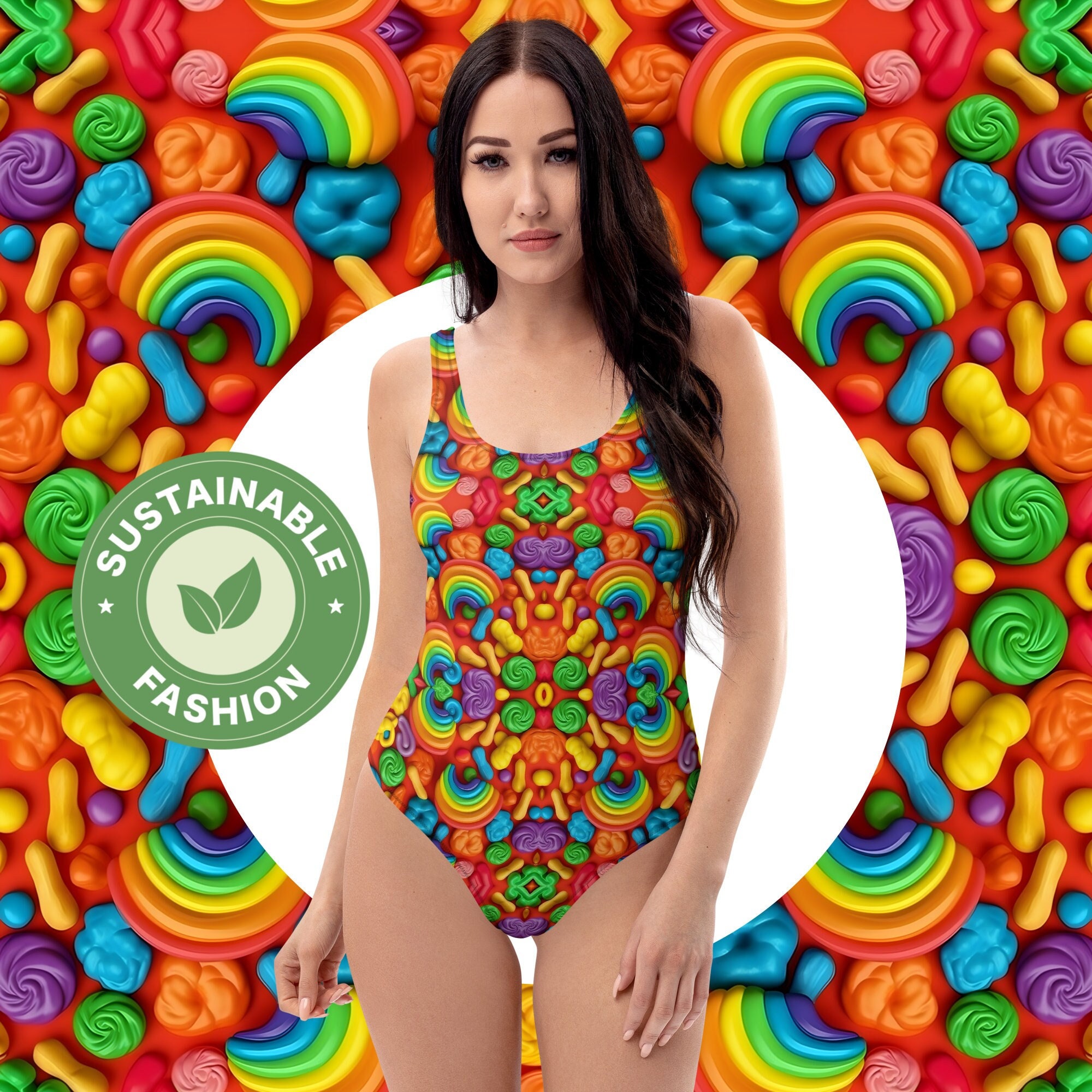 Candy Rainbow One Piece Swimsuit Lgbtq Pride Love Is Love Etsy