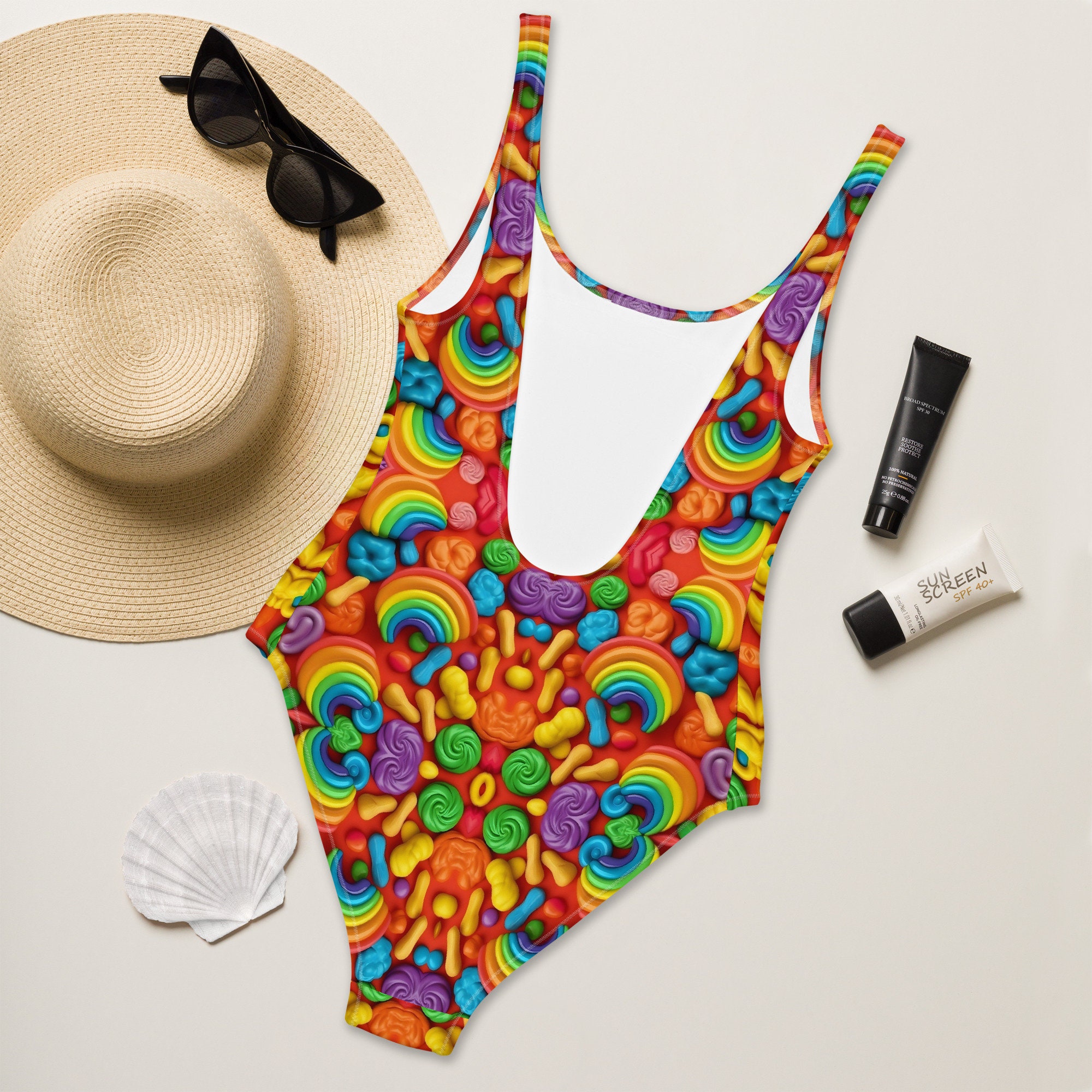 Candy Rainbow One Piece Swimsuit Lgbtq Pride Love Is Love Etsy