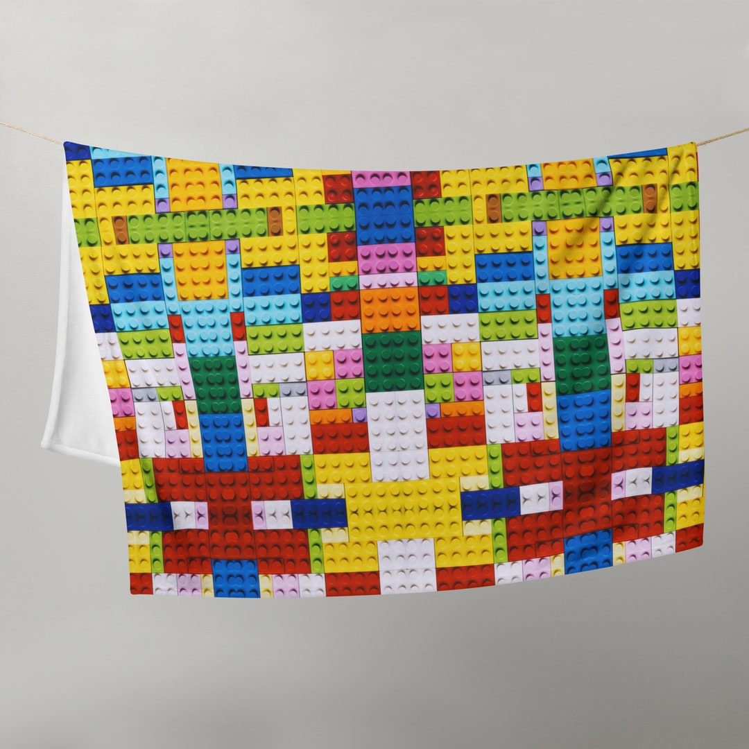 Big Rainbow Toy Blocks Throw Blanket, Throw Blanket, Lego Decor, Lego ...