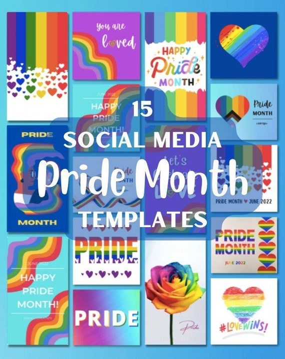 15 Colourful LGBTQIA Pride Month Social Media Canva Templates | Etsy