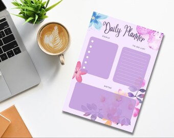 Portrait Undated Simple Planner in Purple Floral Daily and - Etsy