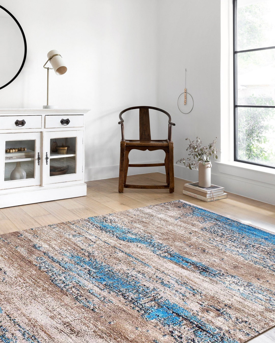 Aqua Blue Rug Marble Effect Beach Abstract Neutral Ocean Area - Etsy