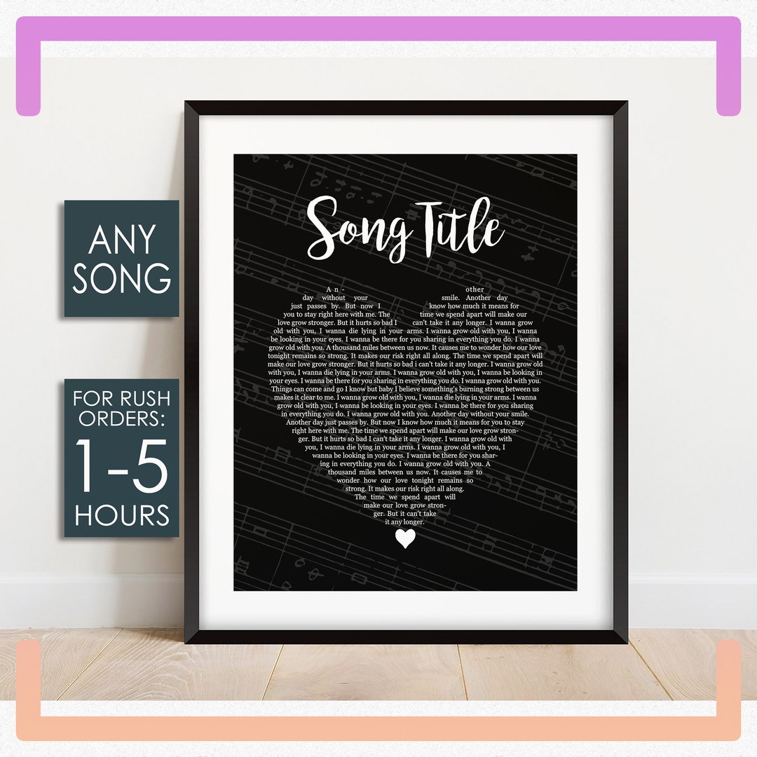 Songs Lyrics Wall Art Custom Song Lyrics Printable Custom Lyrics ...