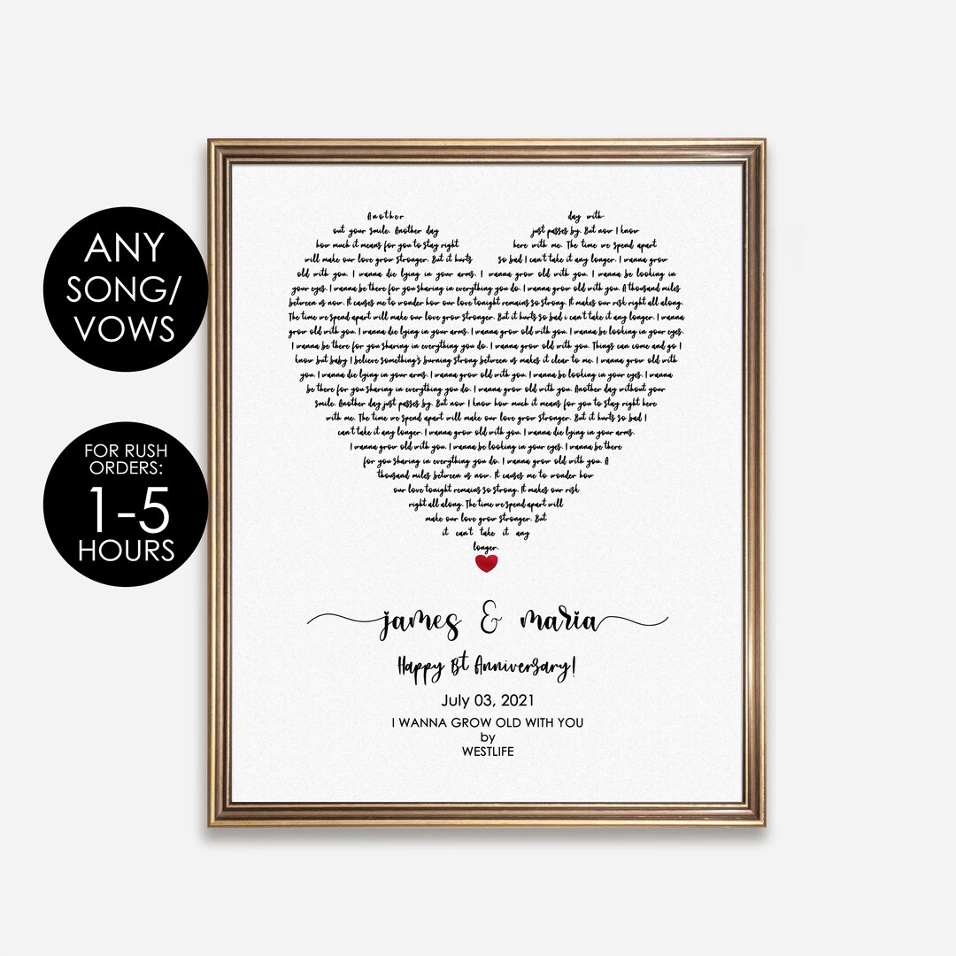 Song Lyrics Anniversary Gift
