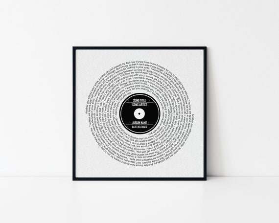 Vinyl Record Song Lyrics Custom Anniversary Gift Digital - Etsy