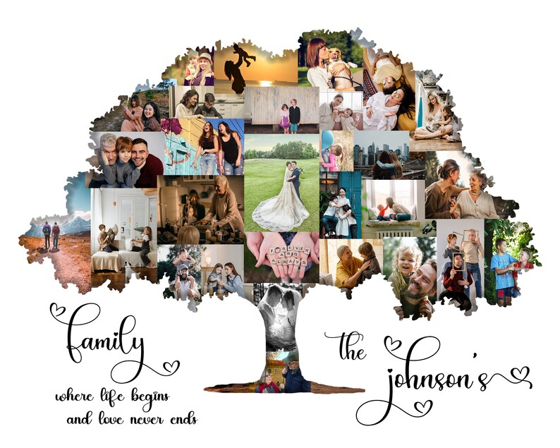 Family Tree Collage Custom Family Tree Photo Personalized - Etsy