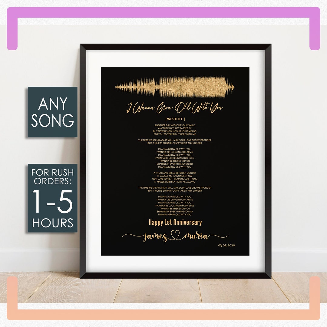 Personalised Song Lyrics Printable | Metallic Foil Effect Finish | Our ...