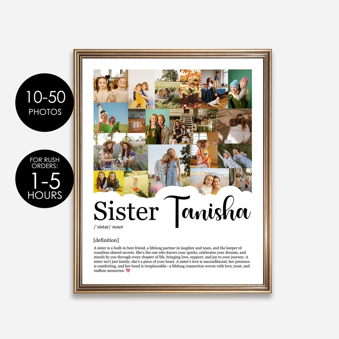Personalised Sister Definition Printable Wall Art Photo Collage, Sister ...