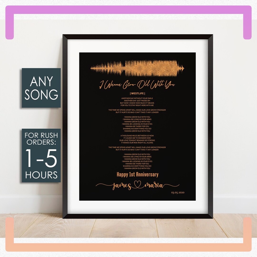 Custom Metallic Sound Wave Art, Favourite Song Personalised Copper ...