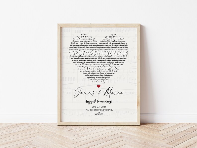 Personalised Song Any Lyric Print, Custom Wedding Song Print, Vows ...