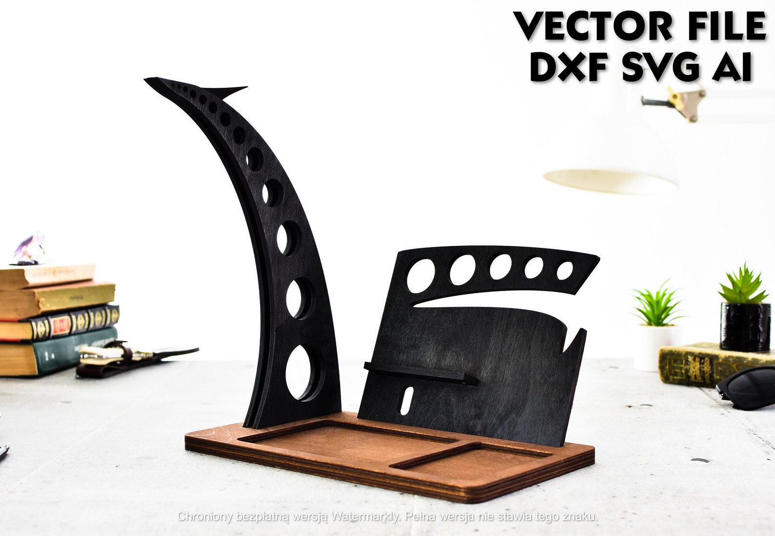 Digital Product Docking Station Organizer Stand DXF SVG AI Plywood 1/4 ...