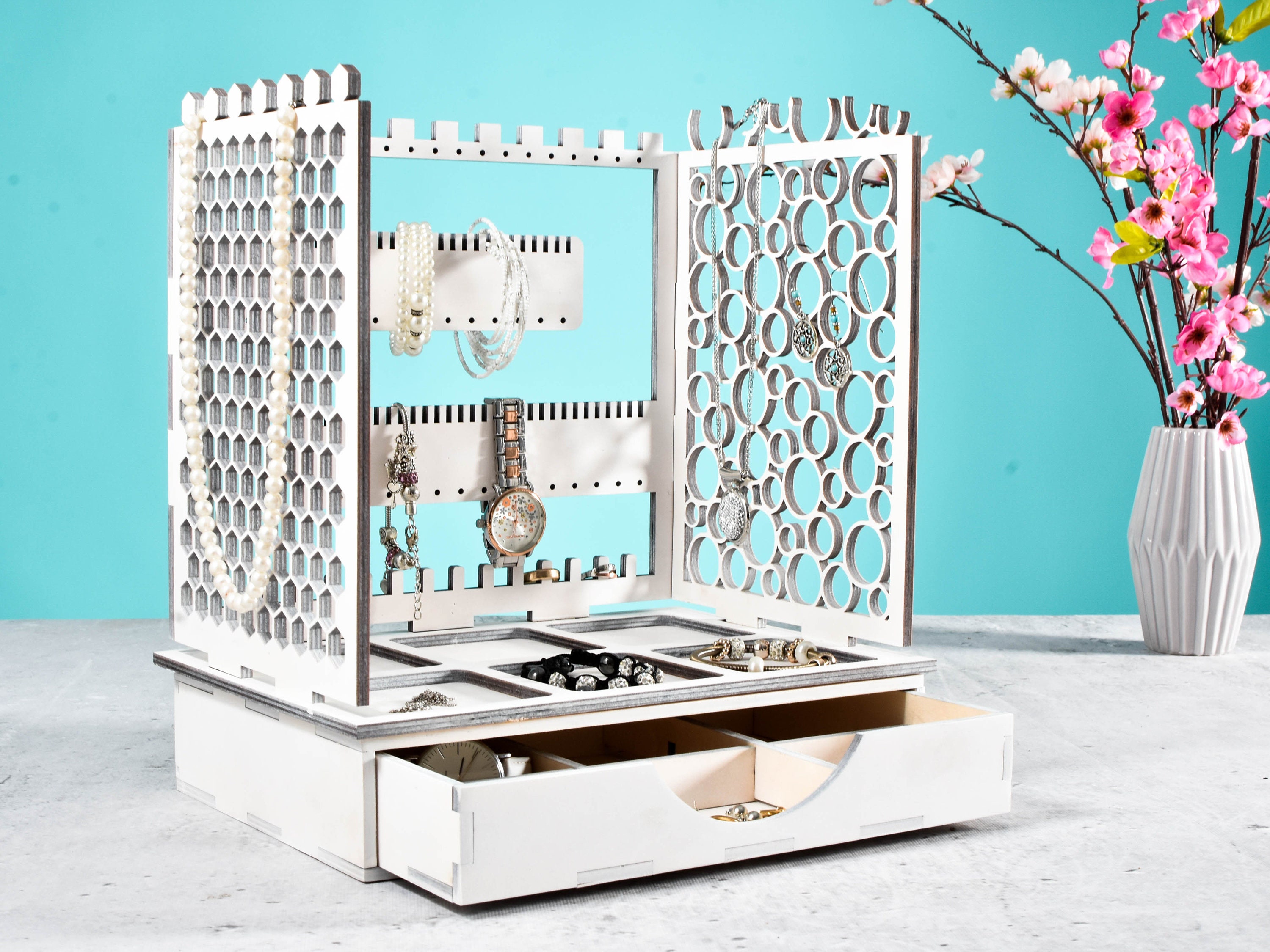 DIGITAL Product 6 X Wall Design Organizer Jewelry Stand Dxf, Svg, Ai 1/ ...