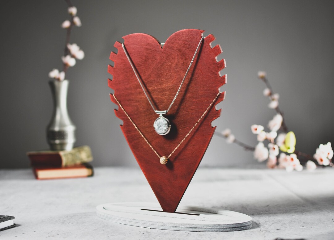 Digital Product Heart Stand Rack for Necklaces DXF SVG AI Files 4mm ...