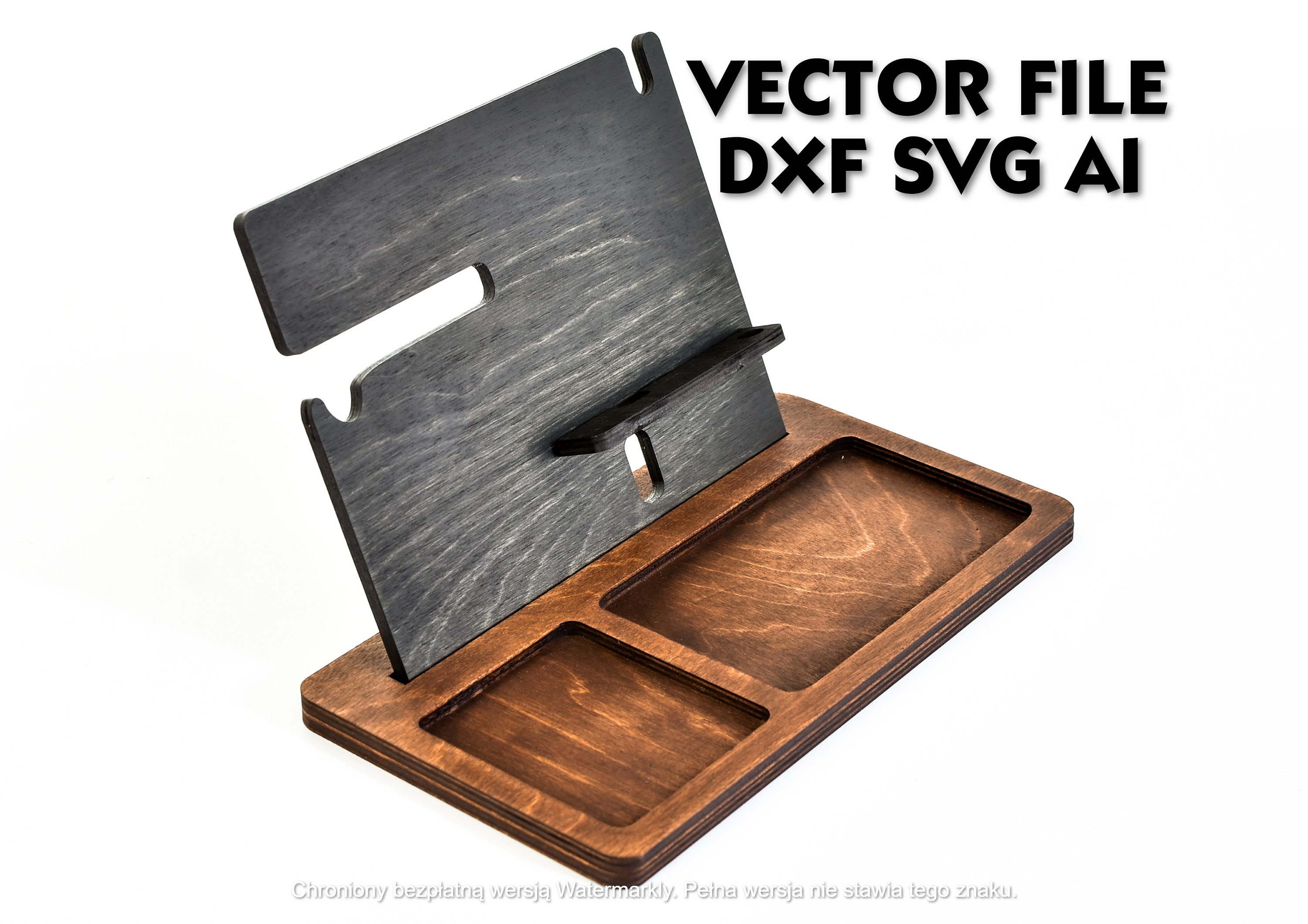 Digital Product Docking Station Organizer Stand DXF SVG AI Plywood 6mm ...