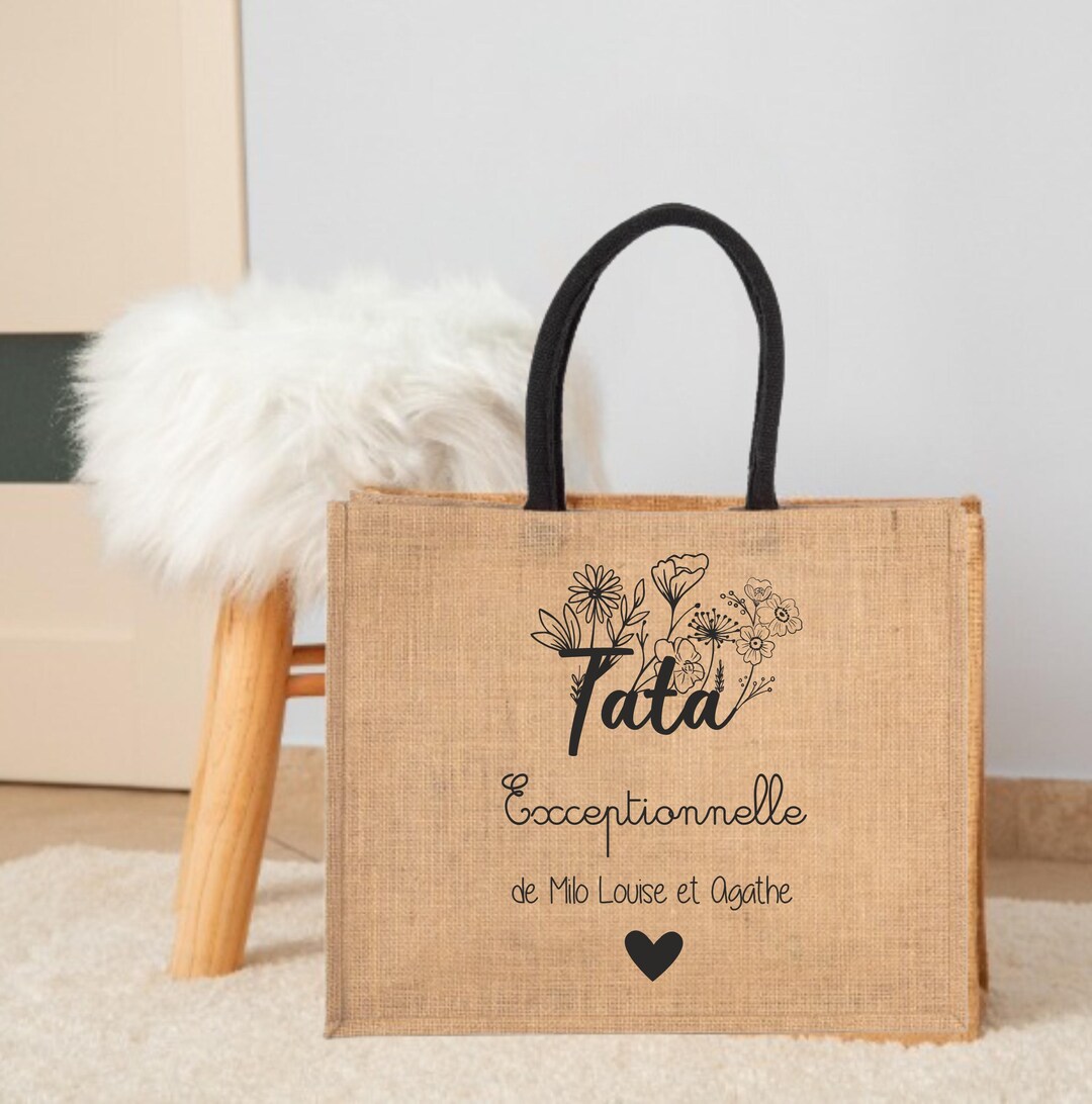 "exceptional Tata" Jute Bag Personalized With Children's First Names ...