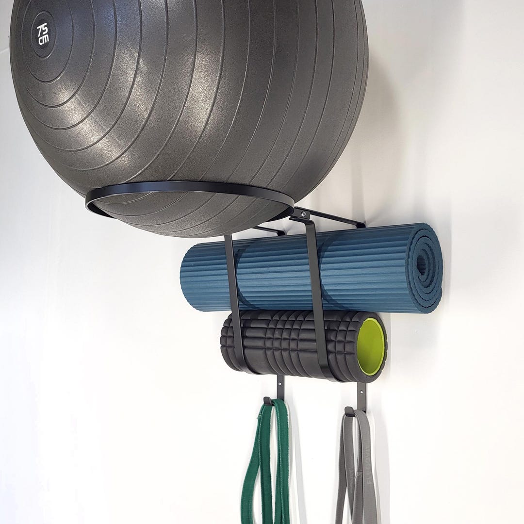 Yoga Ball Yoga Mat Holder, 3in1 Rack, Exercise Ball & Mat Display, Home ...