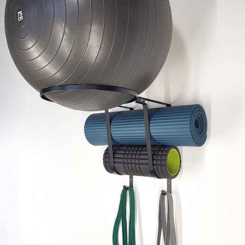 Yoga Ball Yoga Mat Holder, 3in1 Rack, Exercise Ball & Mat Display, Home ...