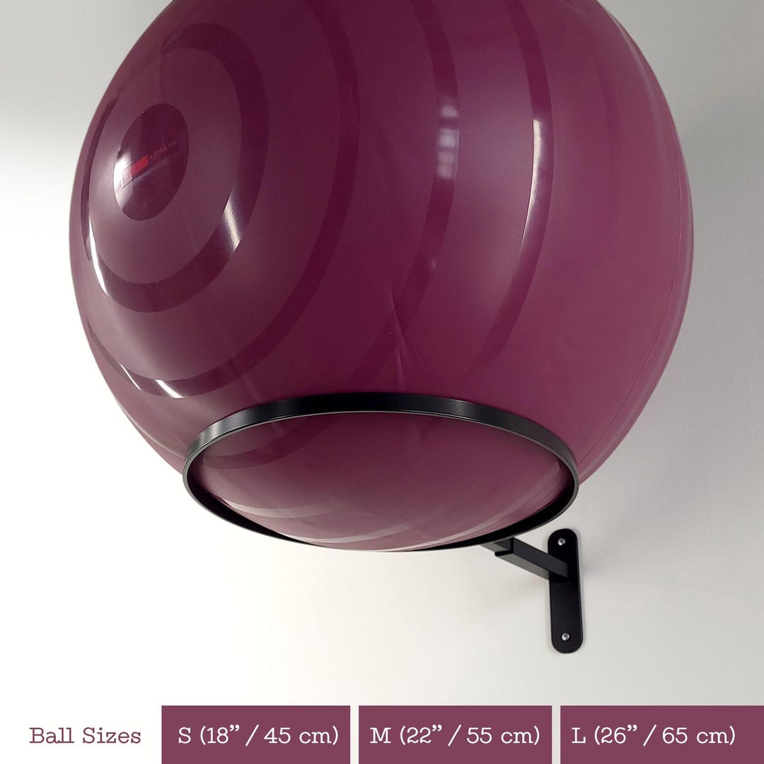 Large Exercise Ball Holder. Wall-mounted Exercise & Yoga Ball Holder – Fits up to L Size (65cm ...