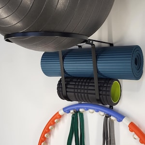 Exercise Ball & Yoga Mat Wall Rack – 3-in-1 Home Gym Storage - Etsy