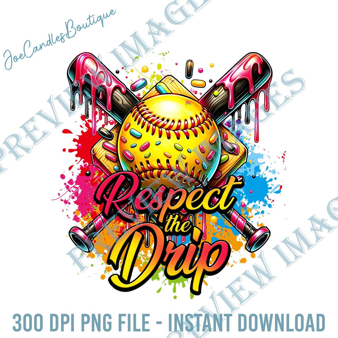 Respect the Drip Png, Softball Ice Cream Drip Png, Softball Drip Png ...