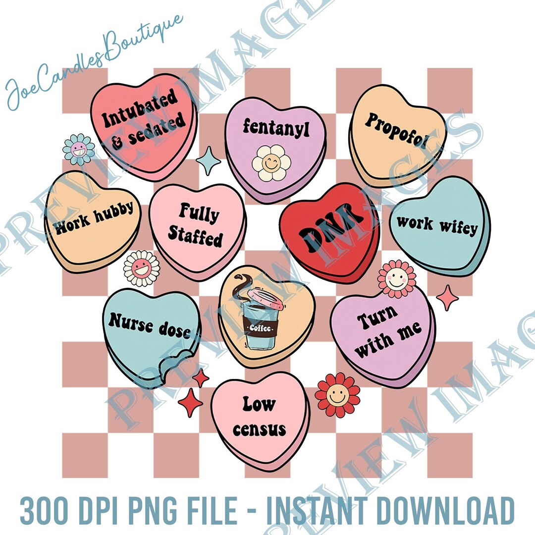 Candy Heart Nurse Valentines Day Png, Valentine Nursing Png, Sweet ...