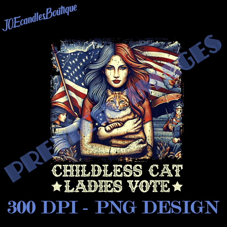 Vintage Democrat Childless Cat Ladies Vote for Kamala Png, Kamala Cat ...