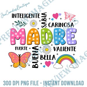 Spanish Madre Png, Spanish Mother's Day Png, Latina Mom Png, La Mejor ...