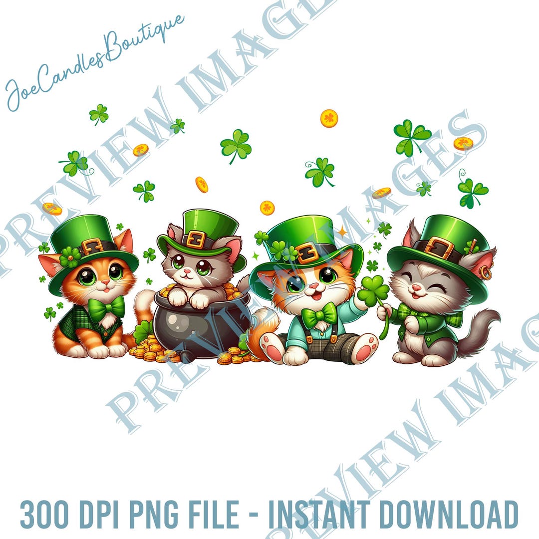 Leprechaun Cat St Patrick's Day Png, Lucky Cat Png, Cat Lover Patrick's ...