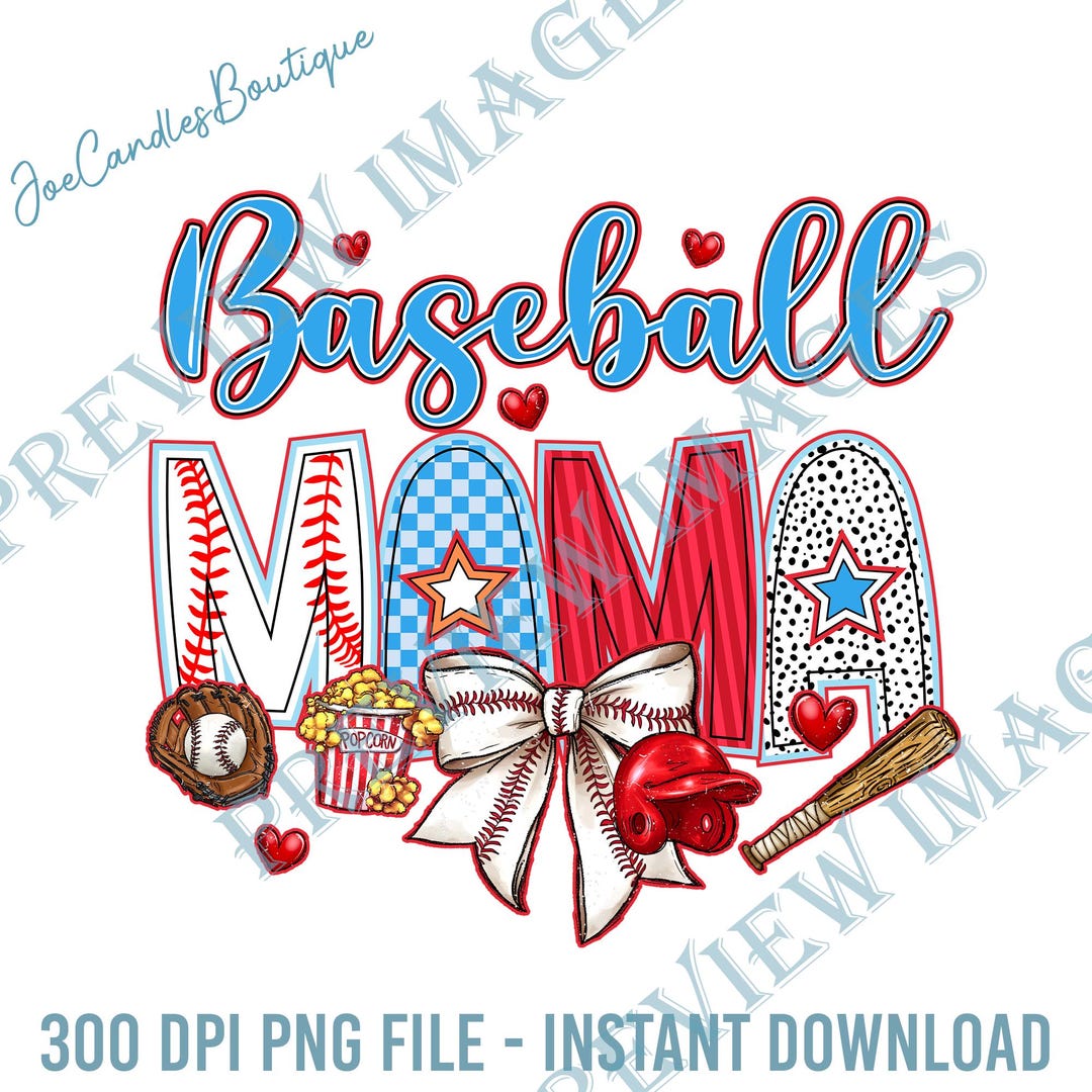 Baseball Mama Png, Preppy Mama Png, Baseball Mom Png, Coquette Bow ...