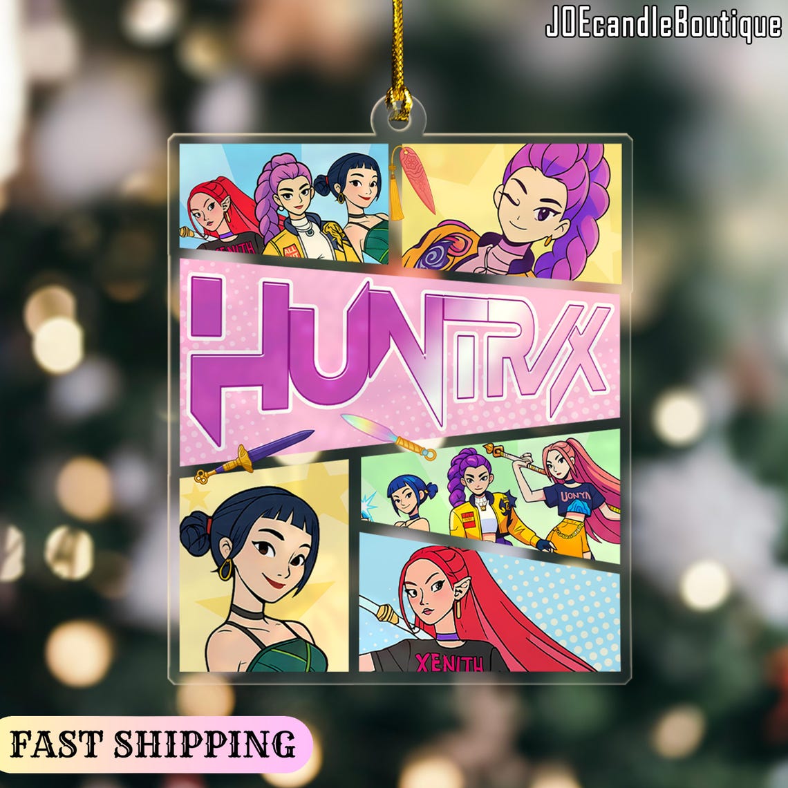 Huntrix Christmas Acrylic Ornament, Custom Kpop Demon Hunter Ornament ...