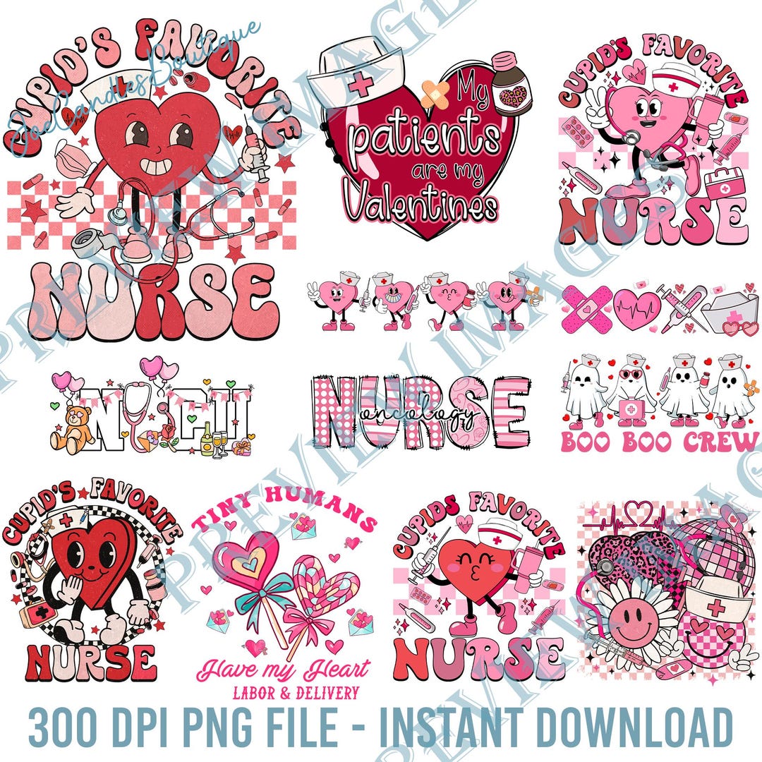 Bundle Nurse Valentine Png, Valentine Nursing Png, Cupid's Favorite ...