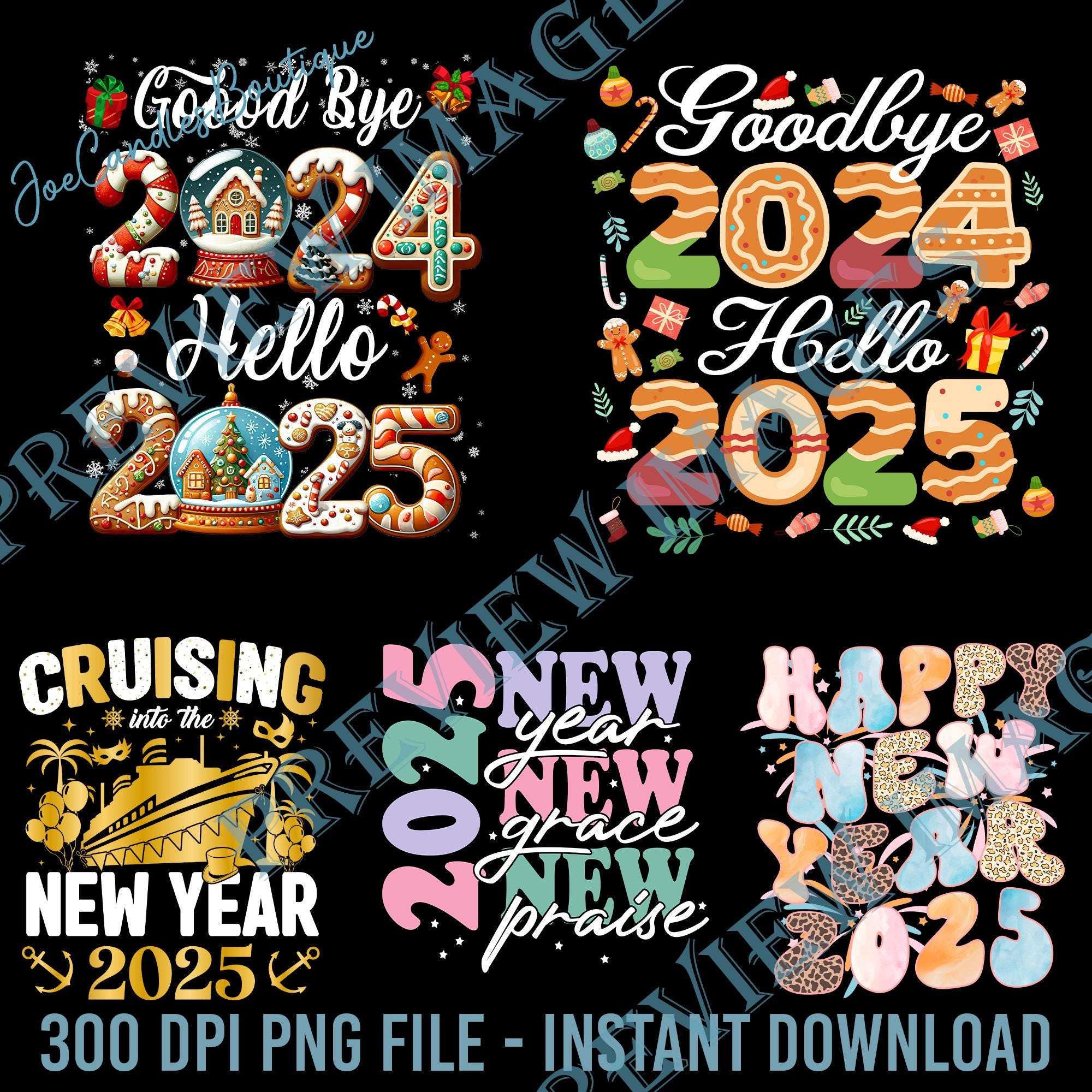 Happy New Year 2025 Bundle 12 Png, New Year Eve Party 2025 Png, Hello ...