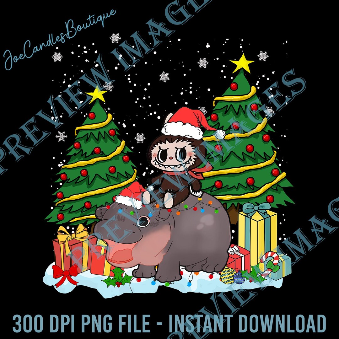 Labubu Moo-deng Christmas Png, Labubu Monster Xmas Gift, Christmas ...