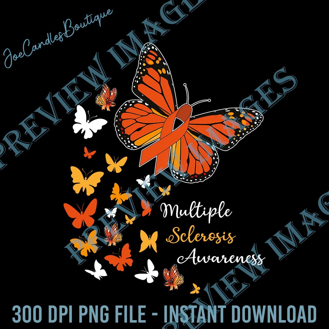 Multiple Sclerosis Awareness Png, Butterfly MS Cancer Png, Orange ...