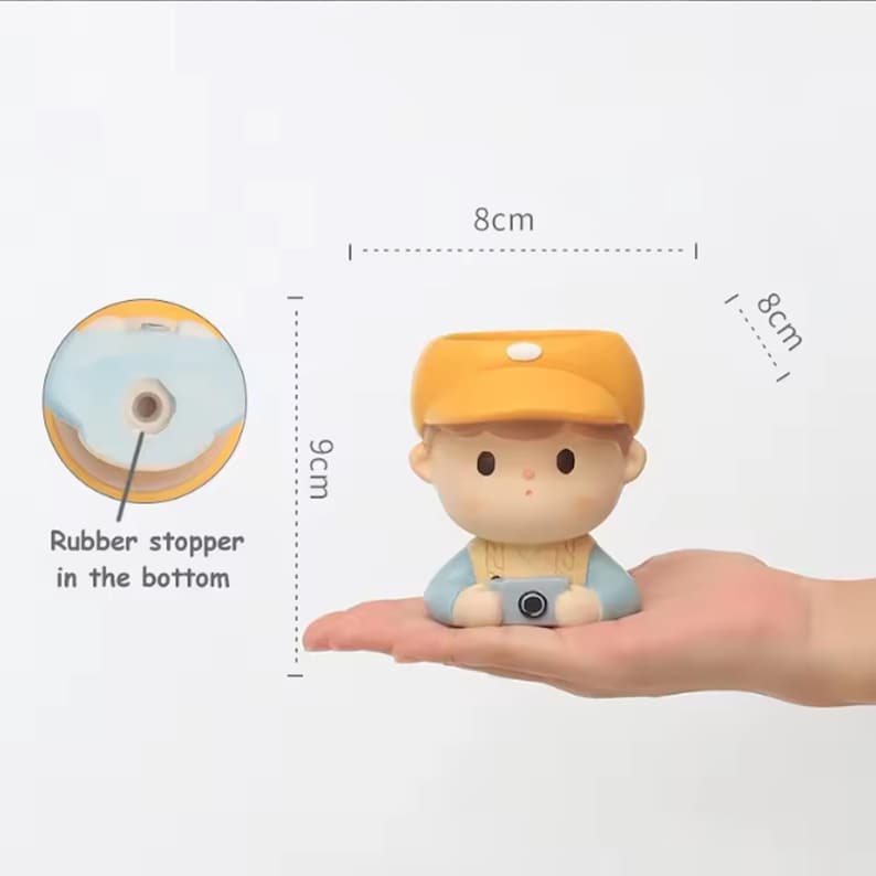 Cartoon Girl & Boy Planter, Cute Flower Pots for Succulents Plants ...