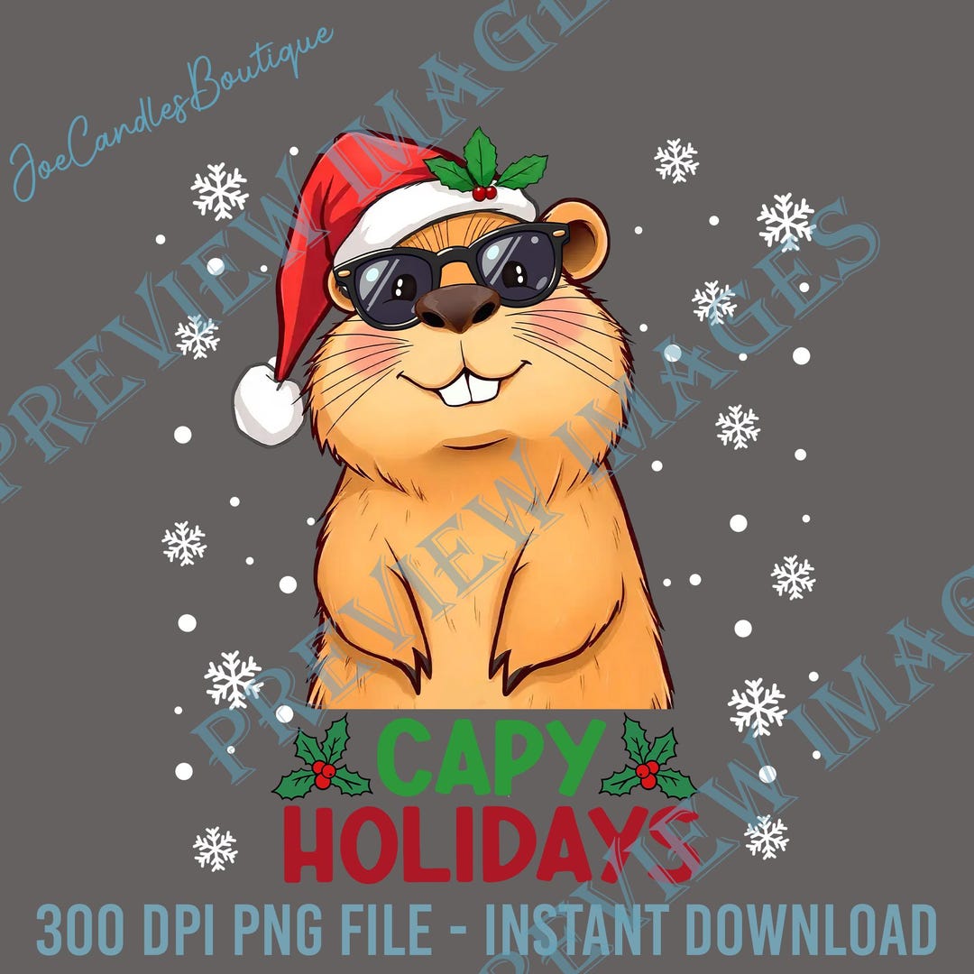 Capy Holidays Png, Capybara Christmas Png, Cute Capybara Png, Trendy ...