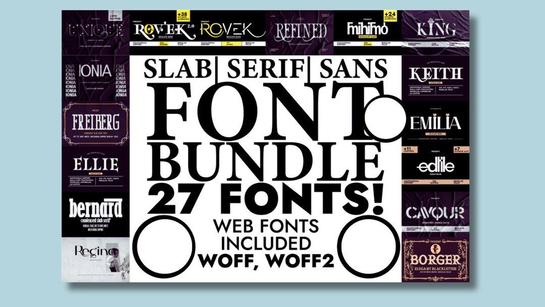 Slab, Serif and Sans Serif Font Bundle procreate Prints Vintage Canva ...