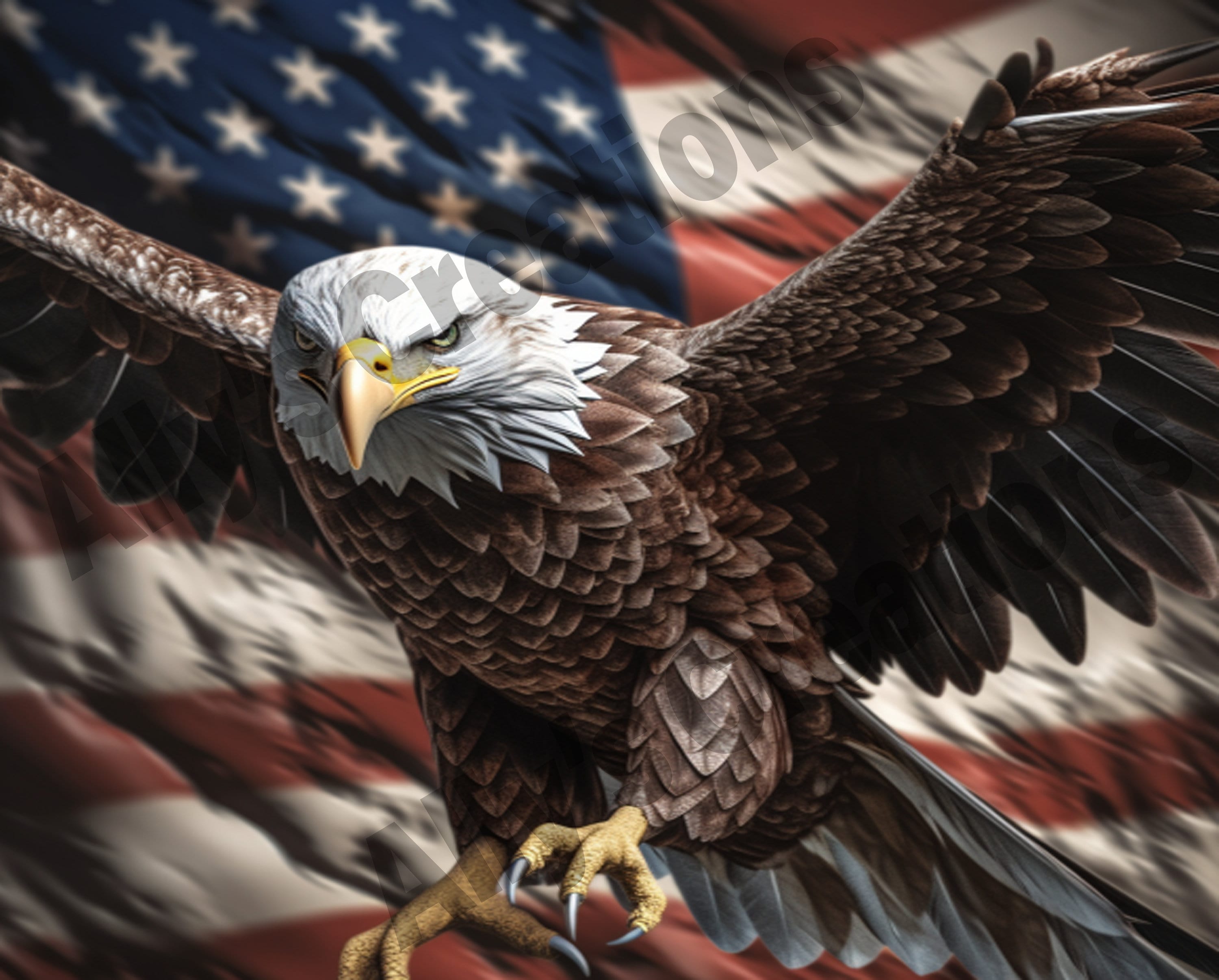 Patriotic Eagles With American Flag PNG Download - Etsy
