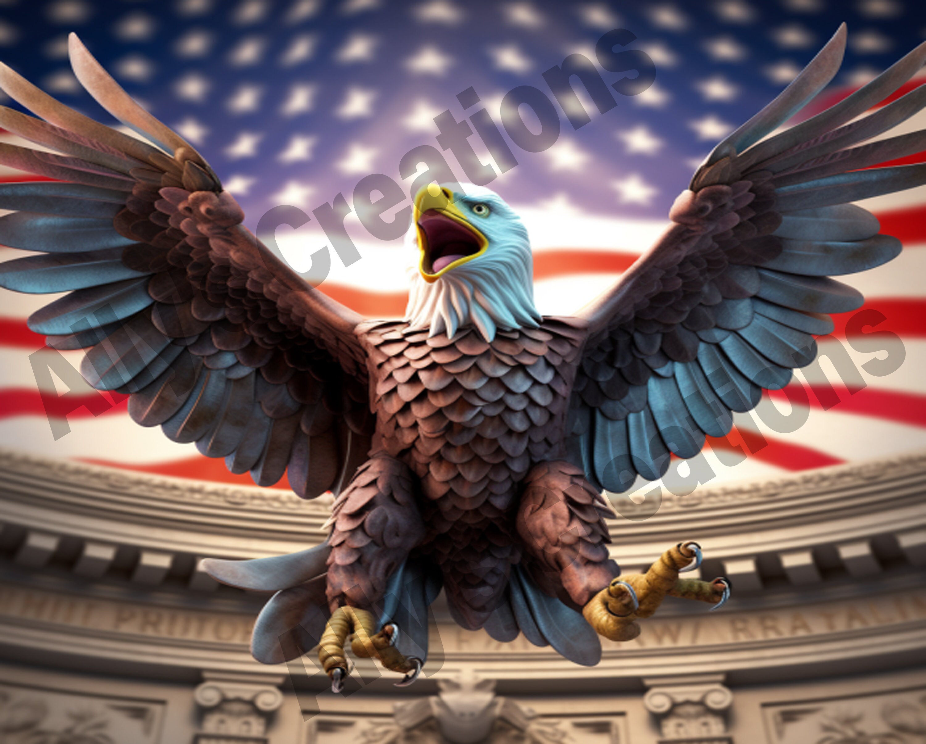 Patriotic Eagles With American Flag PNG Download - Etsy