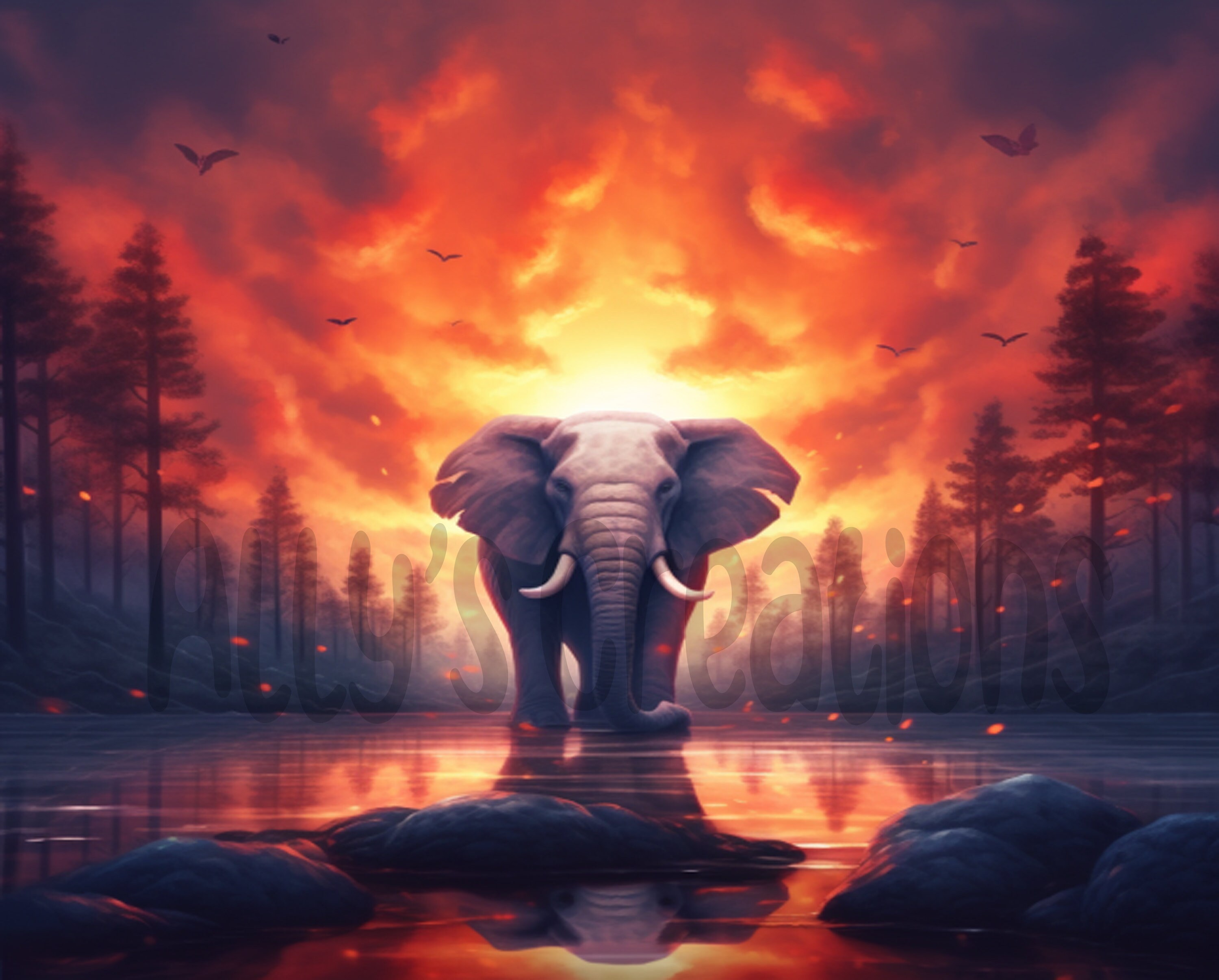 Elephant on Fire Bundle Set PNG - Etsy