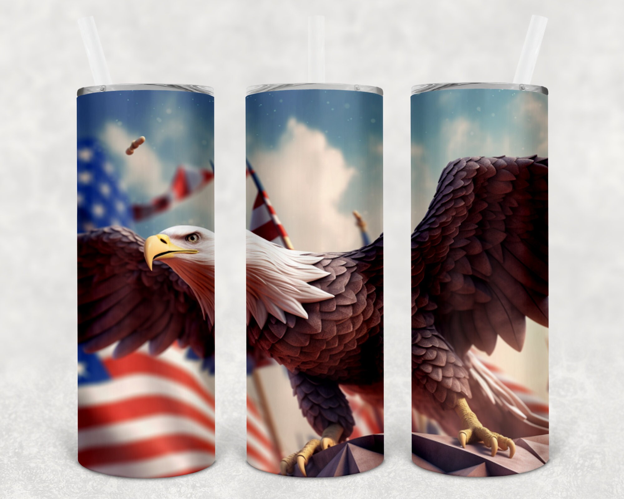 Patriotic Eagles With American Flag PNG Download - Etsy